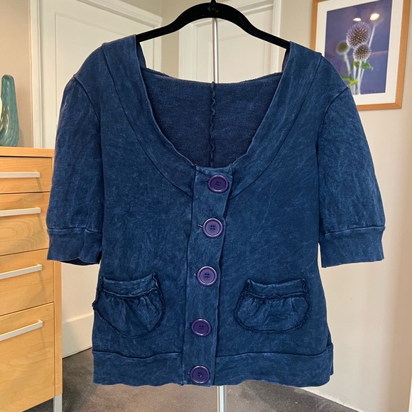 Luna Chix | Sweaters | Vintage Blue Button Down Short Sleeve Cardigan ...